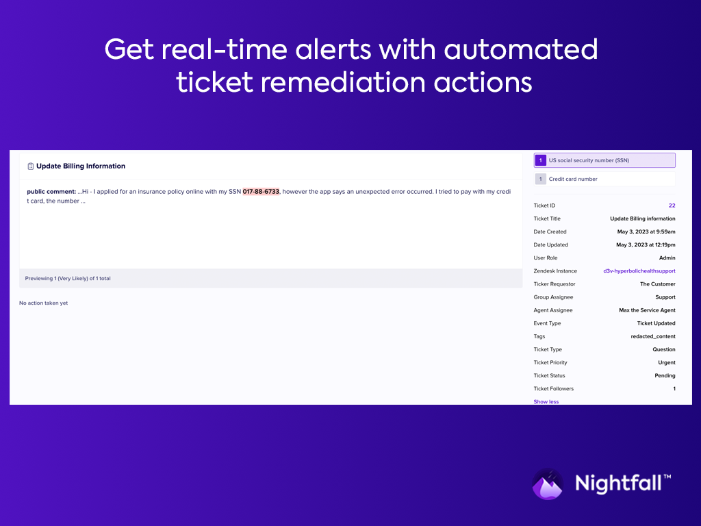 Nightfall DLP App Integration with Zendesk Support